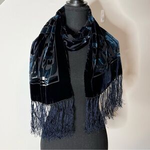 Accessories | Crushed Velvet Sheer Scarf Fringe Native Indigenous Art ...